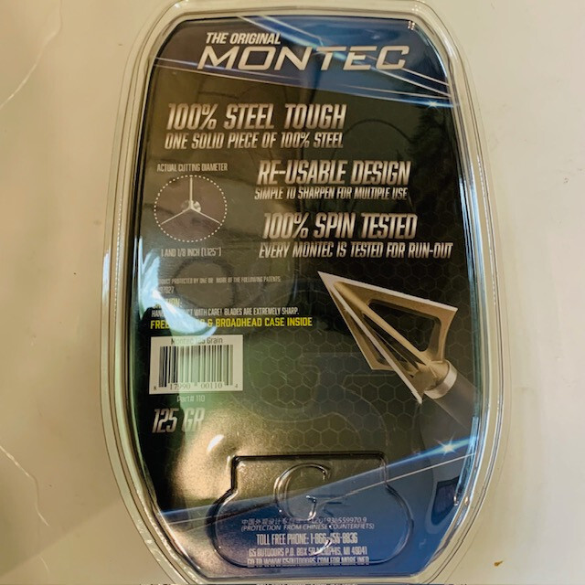 G5 Outdoors Montec 125 Grain 100% Steel Fixed 3 Blade Broadheads (3 ...