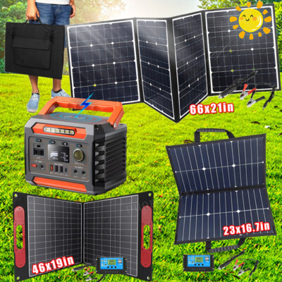 300W Power Station Portable Solar Generator Backup Battery Foldable ...