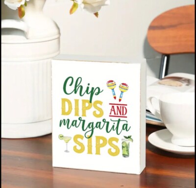 Summer Wood Box Block Sign Summer Days Chips, Dips And Margarita Sips ...