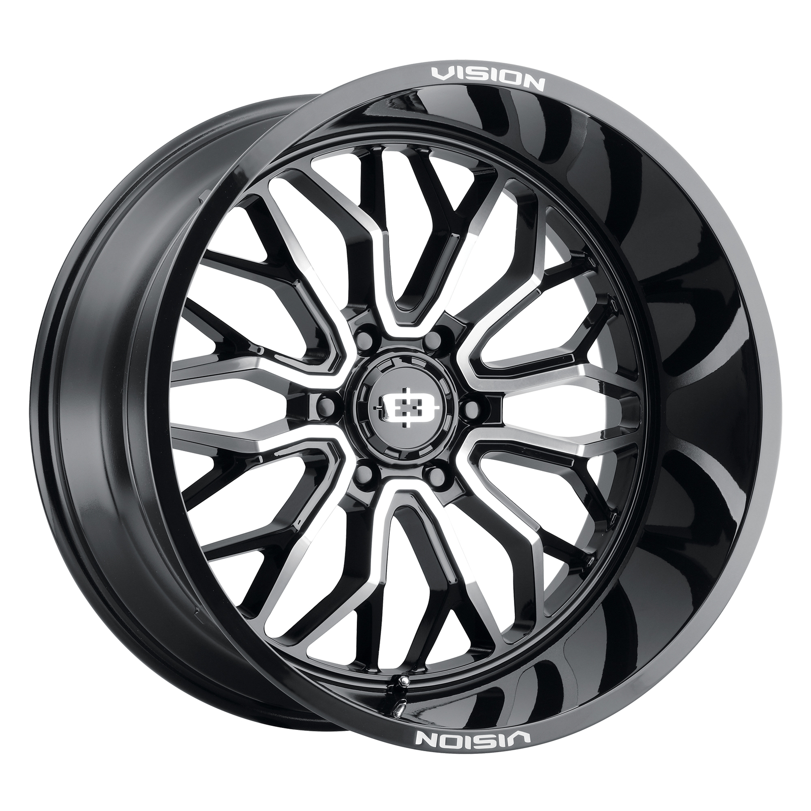 1 New Vision Riot 20x12 6-139.70 -51 Gloss Black Milled Face Wheel ...