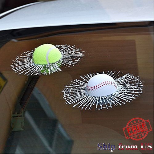 Adhesive Prank Broken Window Car Sticker Crack Hits Glass Ball 3D Joke ...