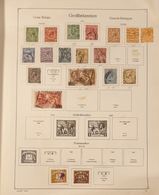 GREAT BRITAIN STAMPS - Lot of 60 Stamps on KABE Illustrated Stamp Album ...