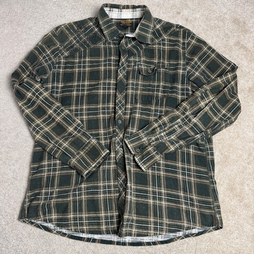 Volcom Mens Button Up Shirt Plaid Flannel Green Brown Large Workwear ...
