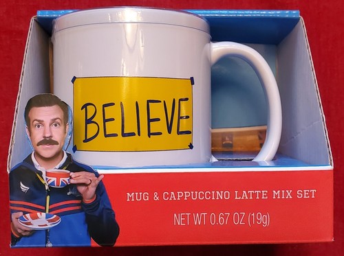 Ted Lasso Believe Coffee Cup Ceramic Mug Gift Box Cappuccino Mix, New ...