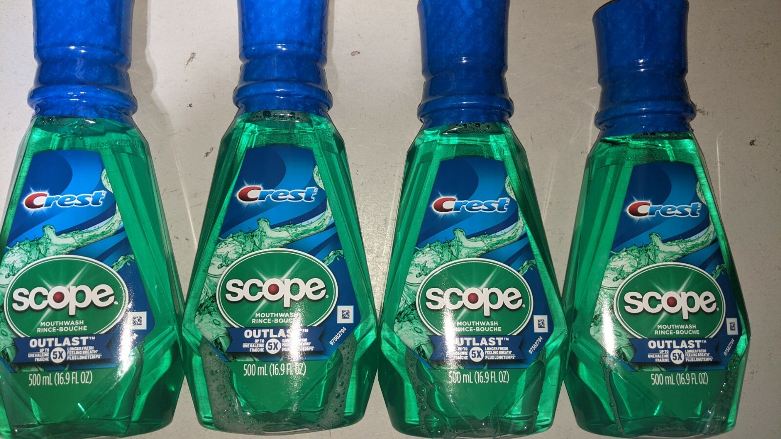 Lot of 4 New Crest Scope Mouthwash Rinse Outlast 16.9oz 5X Longer Fresh ...
