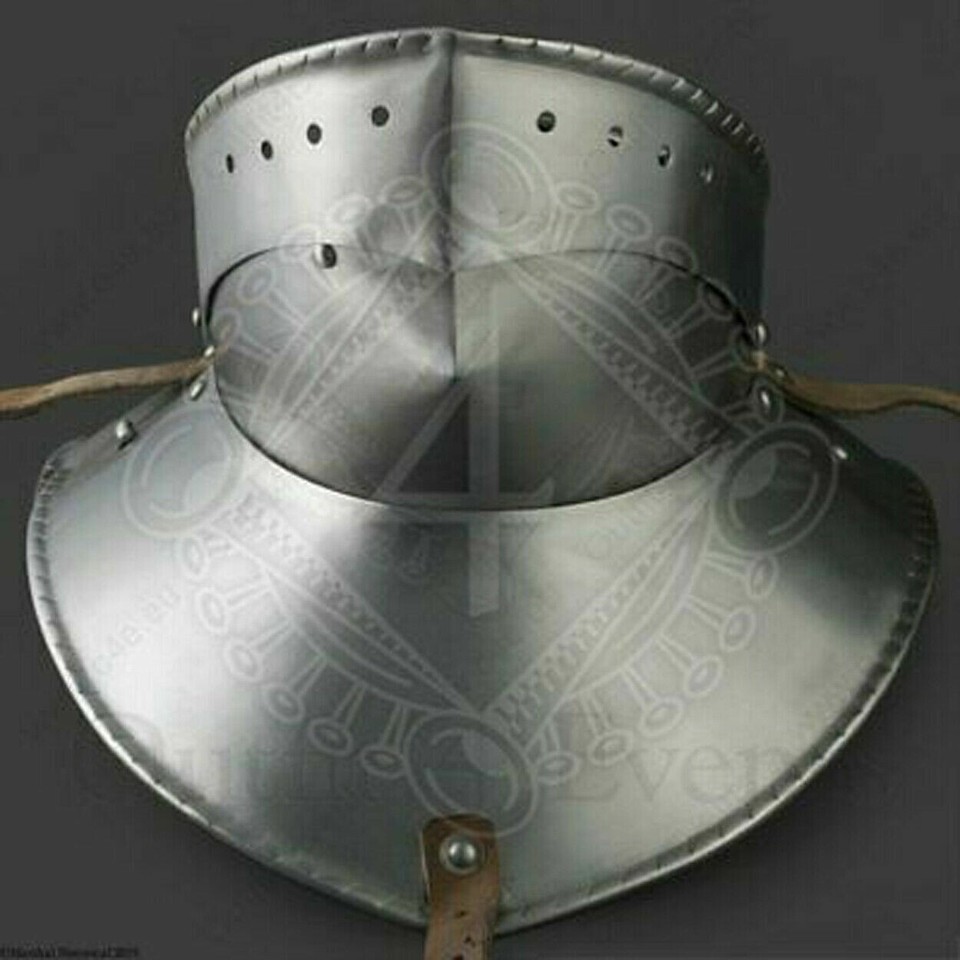 Medieval Knight Gorget Larp Sca Steel 18Ga Armor Articulated With Bevor ...