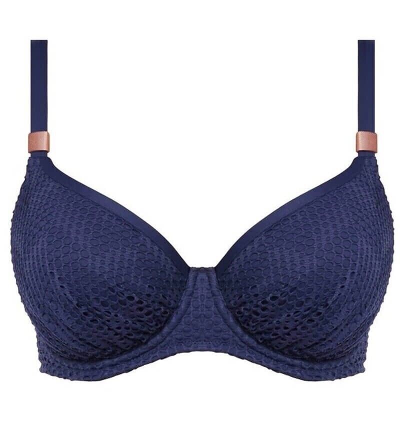 Fantasie Bikini Top Marseille Size 34F Twilight Blue Gathered Full Cup ...