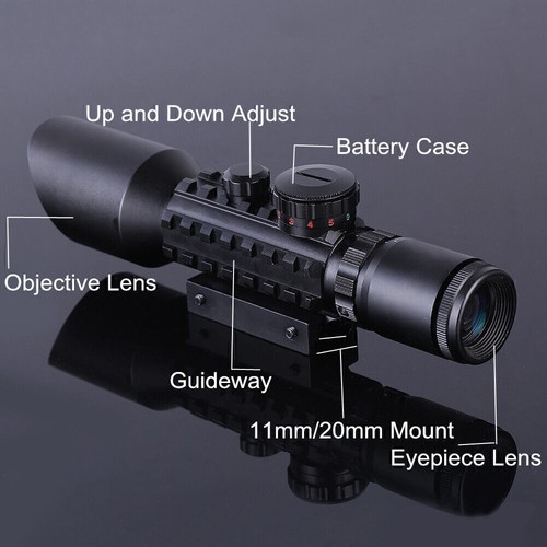 3-10X42E Scope Outdoor Sight Hunting Telescope Rifle Optical Red Laser ...