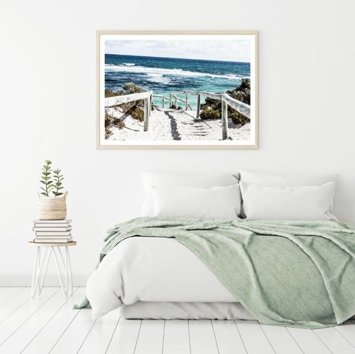 Wooden Path to Sea Photograph Print Premium Poster High Quality choose ...