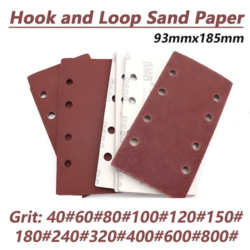 93x185mm 1/3 Sanders Hook and Loop Sanding Punched Sheets 40-800 Grit ...