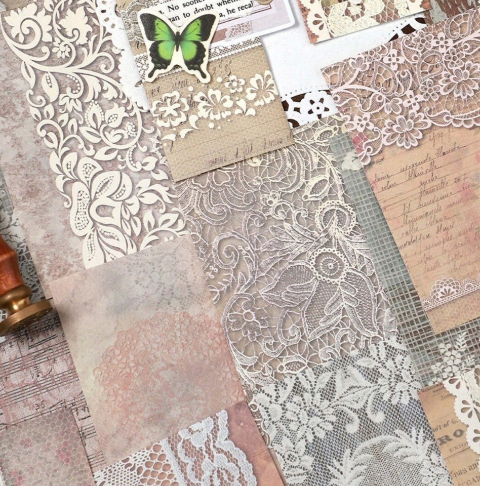 Retro Vintage Lace White Napkin Ornaments Craft Paper Set scrapbooking ...