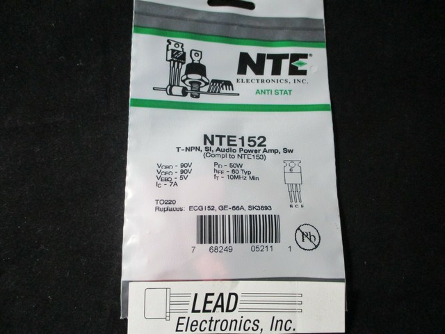NTE Electronics Nte152 NPN Silicon Complementary Transistor for Audio Power for sale online | eBay