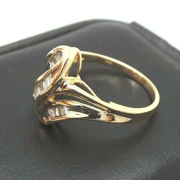 STUNNING 10K YG LADIES DIAMOND CLUSTER SWIRL RING .35 tcw SZ 7 G116265 ...