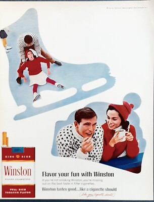 Winston cigarettes ad vintage 1967 ice skate couple original ...