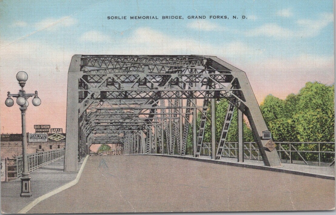 Postcard - Sorlie Memorial Bridge Grand Forks ND 1940 | eBay