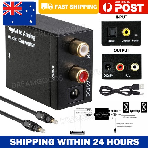 Digital optical coaxial connection to analog audio converter adapter ...