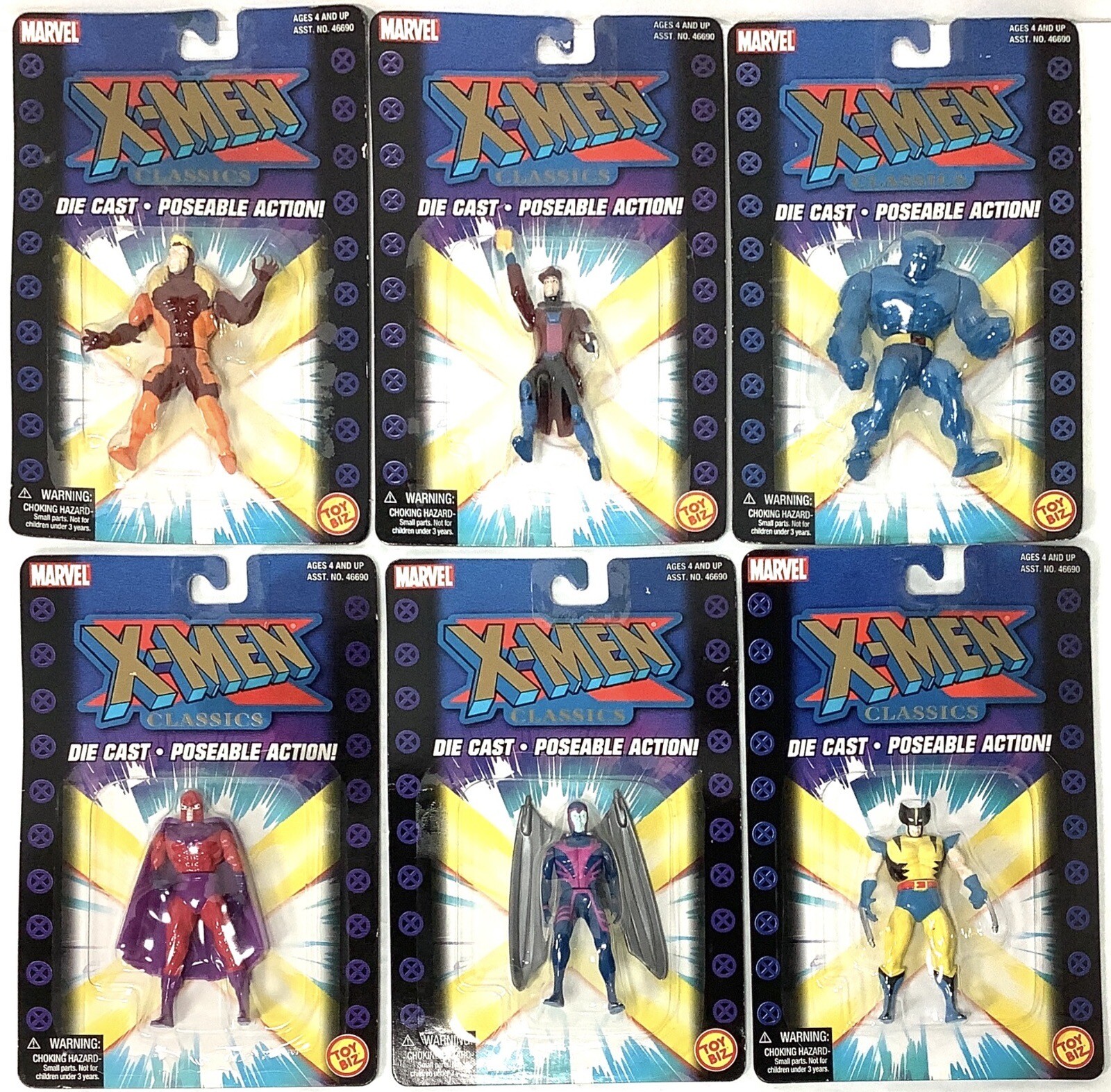 2000 Toy Biz Marvel Classic Set Of 6 Poseable Die Cast Size: 2-1/2 ...