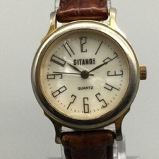 Gitano Watch Women Gold Silver Tone Brown Leather Band Battery 1000AQ ...