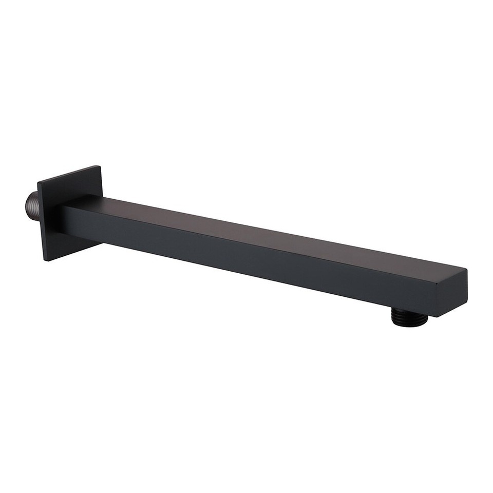 Matt Black Modern Square Bathroom Basin & Bath Taps & Thermostatic ...
