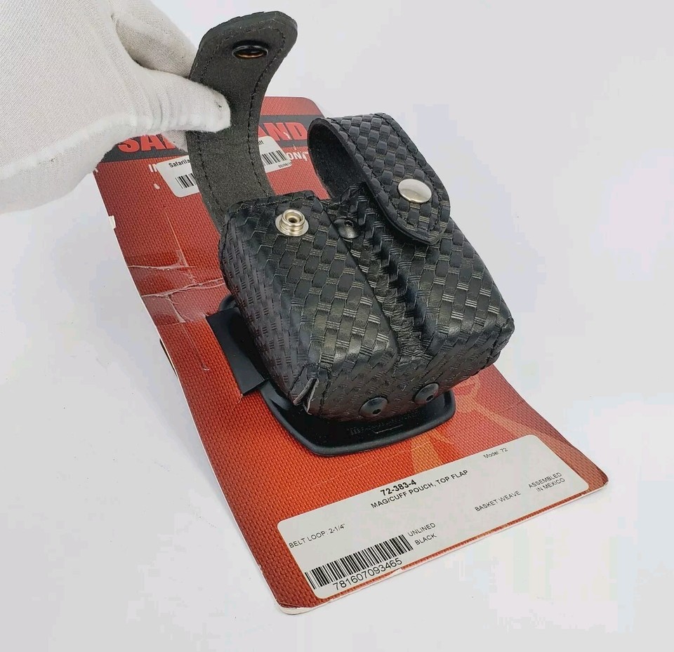 SAFARILAND Basketweave 72 Magazine HandCuff Pouch CHROME SNAPS for ...