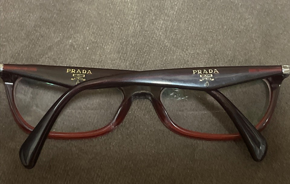 Prada Burgundy Red Silver Eyeglasses Frames VPR 15P MAX-1O1 53-16 135 ...