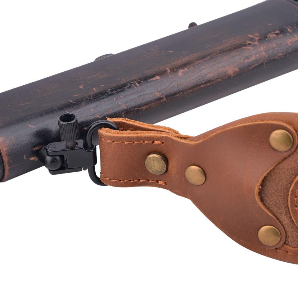 Leather Rifle Sling Swivels Hunting Rifle Carry Strap for .308 .45-70 ...