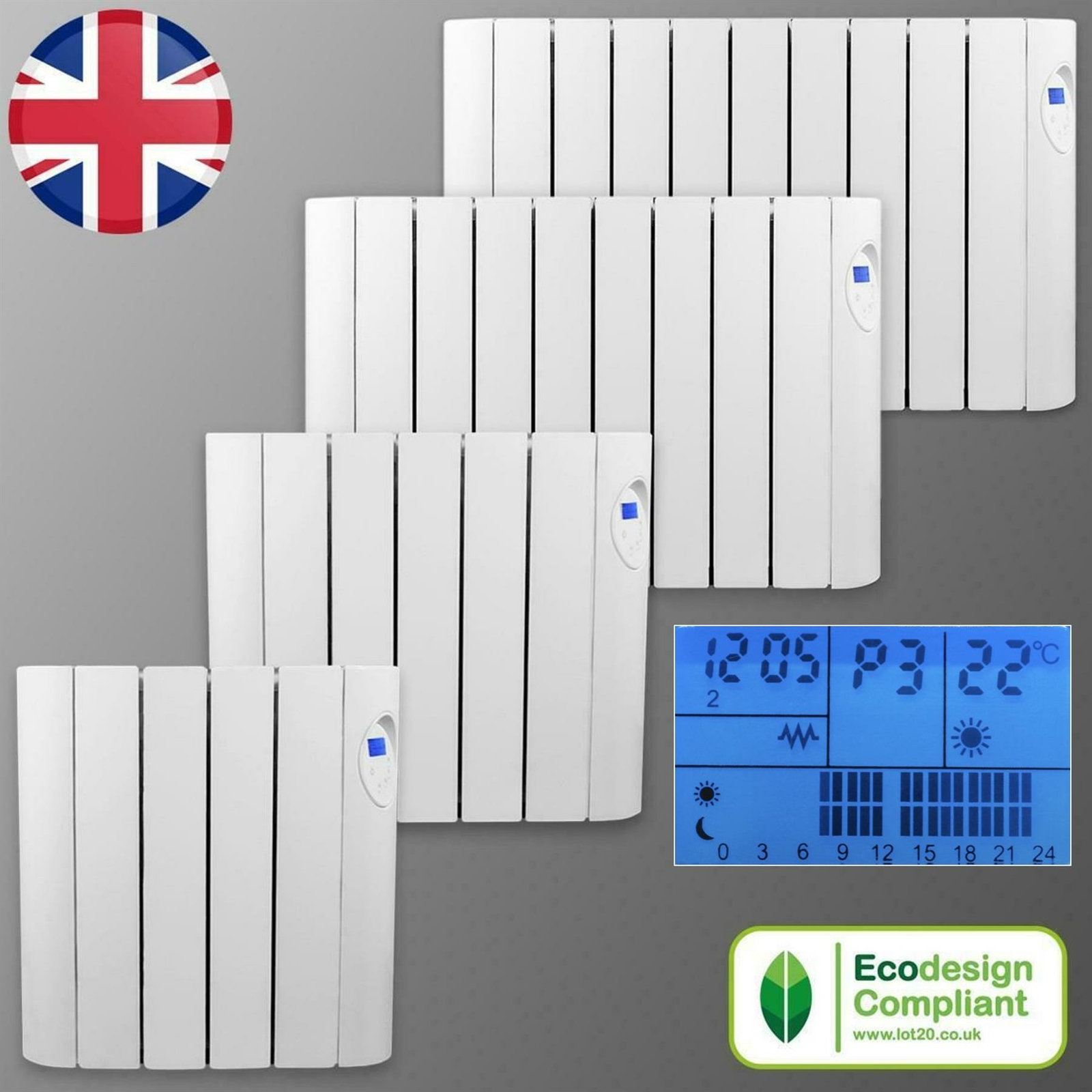 WALL MOUNTED OIL FILLED RADIATOR ELECTRIC HEATER WITH TIMER THERMOSTAT ...