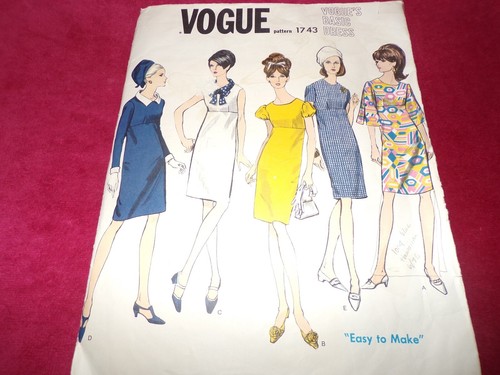 🌺 1967 VOGUE #1743 - LADIES EASY TO MAKE ( 5 STYLE ) EMPIRE DRESS ...