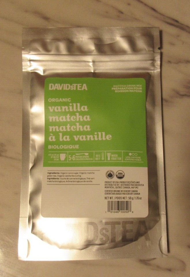 Davids Tea ORGANIC Vanilla MATCHA Green Tea 50g Sealed Low Caffeine | eBay