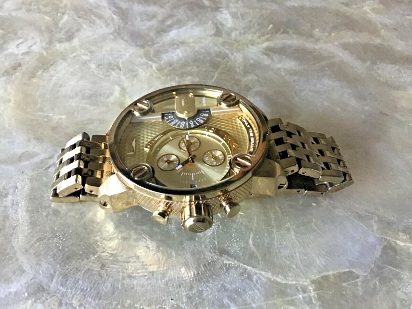 Diesel Men's Little Daddy DZ7287 Dual Time Chrono Gold S-Steel Fashion ...