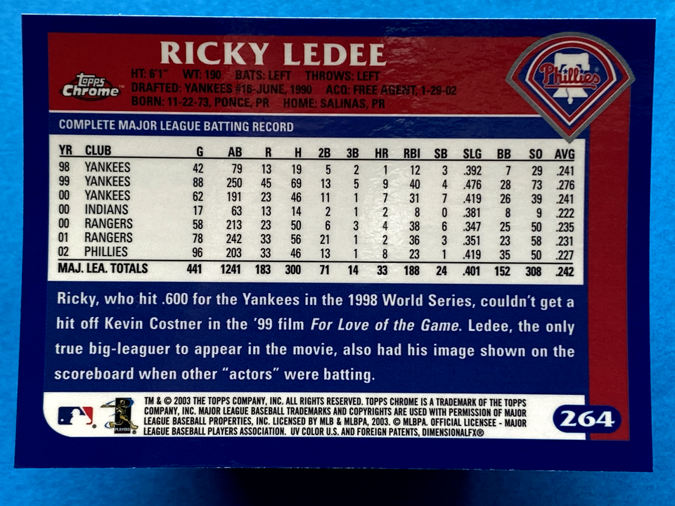 2003 Topps Chrome Ricky Ledee #264 | eBay