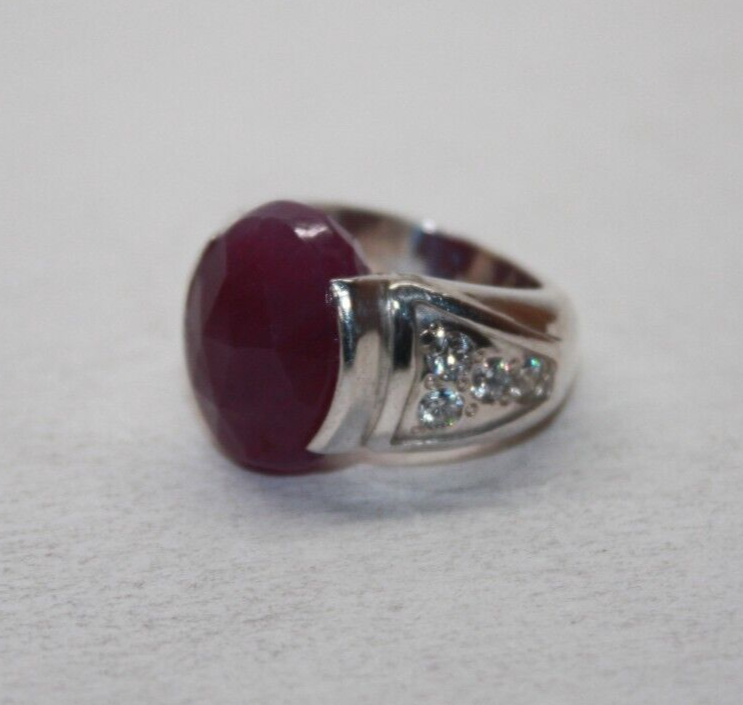 HTF! Barry Brinker 950 Sterling Silver Ruby Ring w/Topaz Accents Sz: 4. ...