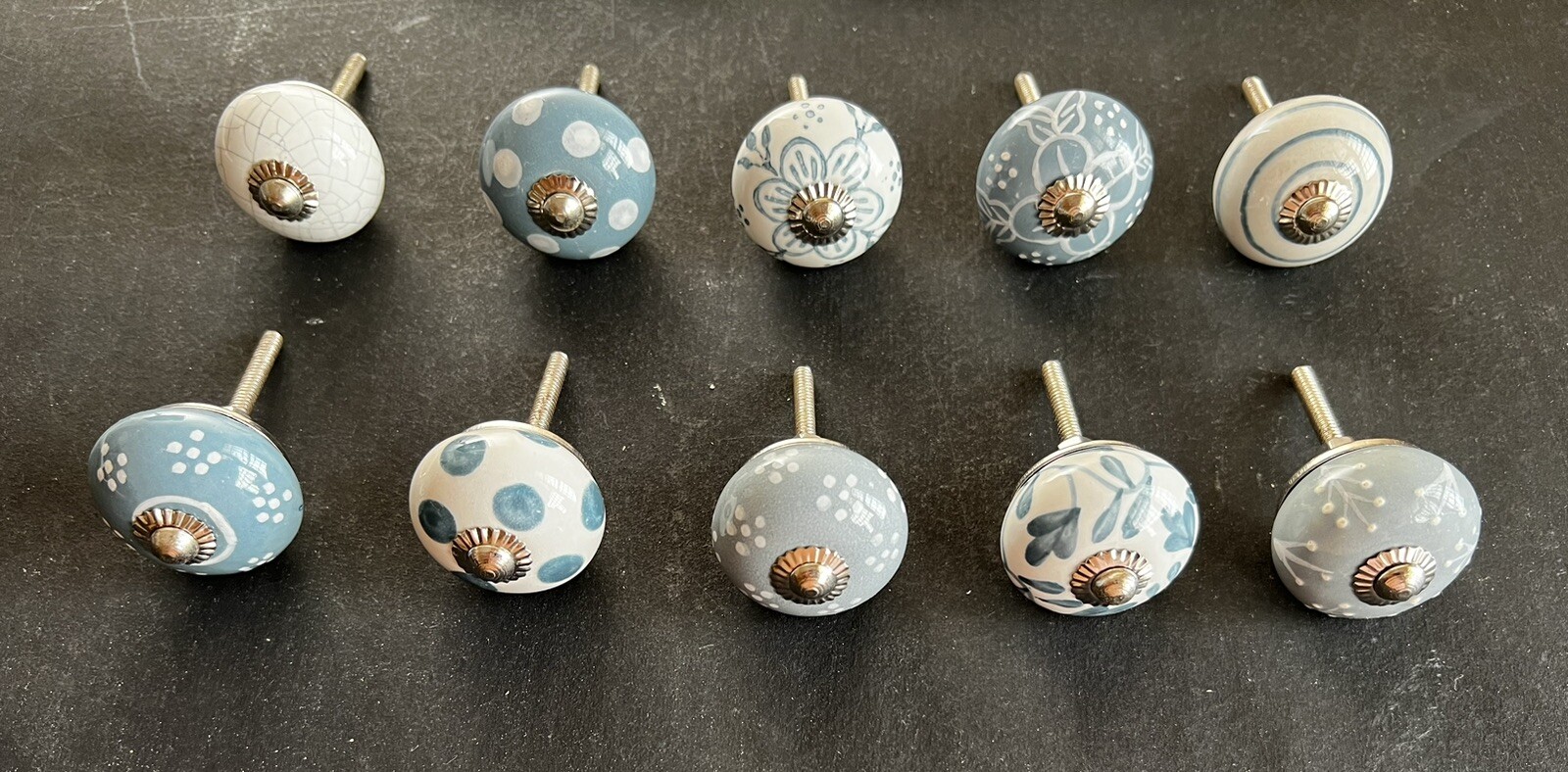 20 PC knobs of Grey White Ceramic Knobs by theCarnatico | eBay