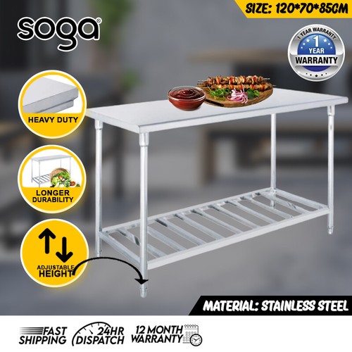 SOGA Stainless Steel Kitchen Work Bench Food Grade Prep Table 120*70 ...
