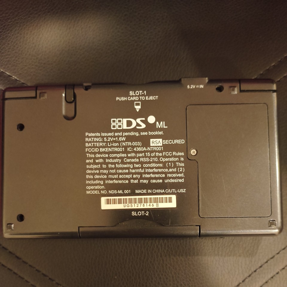 Nintendo DS ML Black 3rd Party Reshell with Stylus and GBA Slot Cover ...