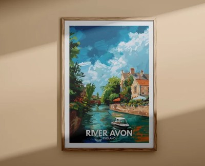 River Avon print, River Avon poster, England river travel poster | eBay
