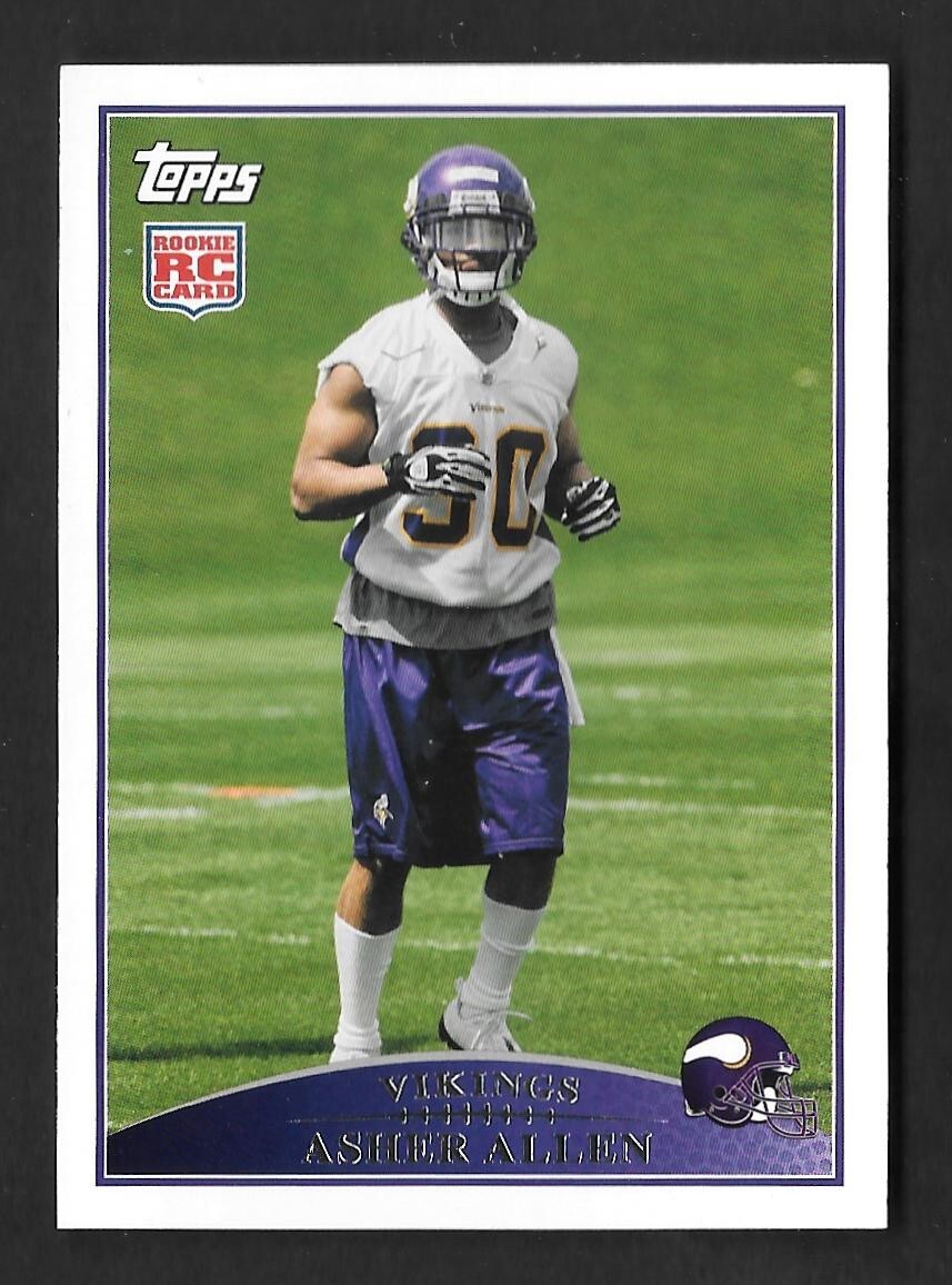 2009 Topps Football ASHER ALLEN RC Base Rookie -MINNESOTA VIKINGS- #338 ...