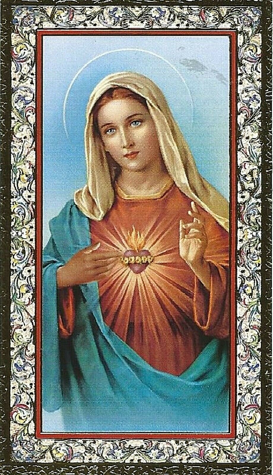 Image Pious With Gold Bordered Heart Immaculate de Marie 10,5 CM X 6 CM ...