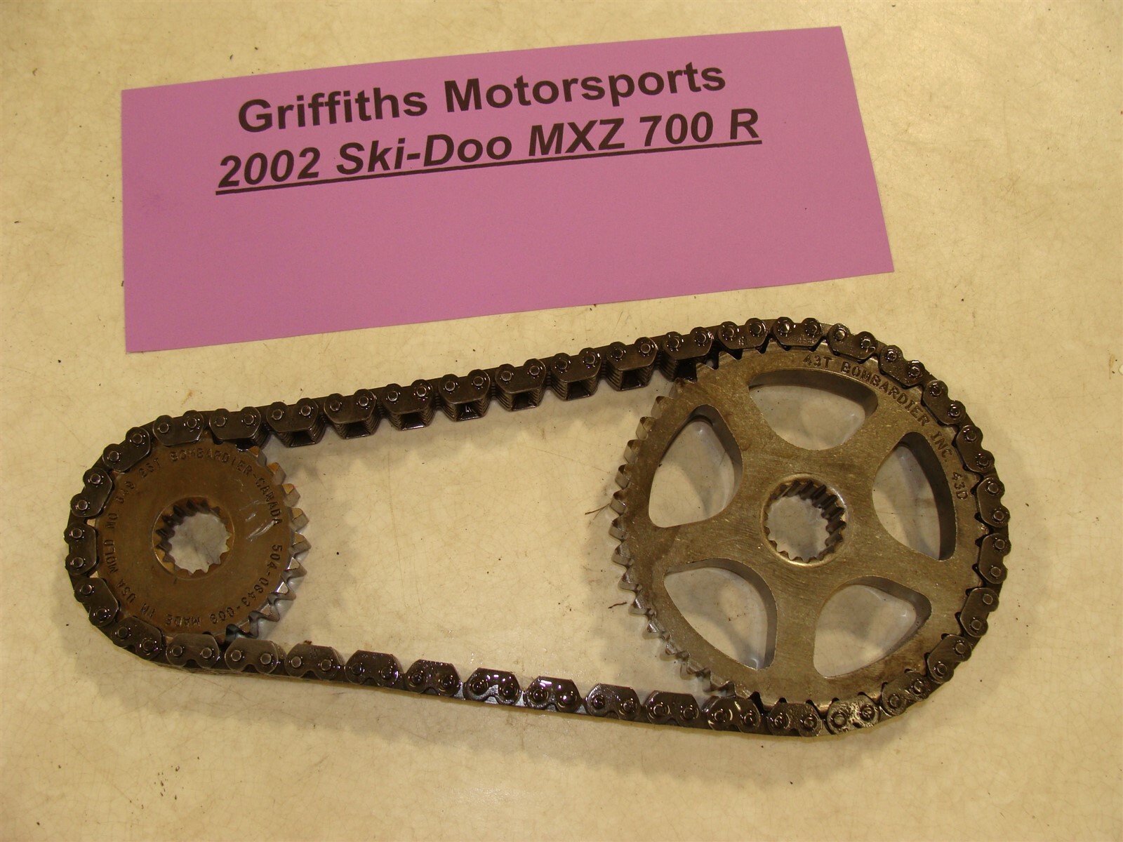 2002 SKI-DOO MXZ 700 zx drive chain gears sprocket set 25t 43t 504-1485 ...
