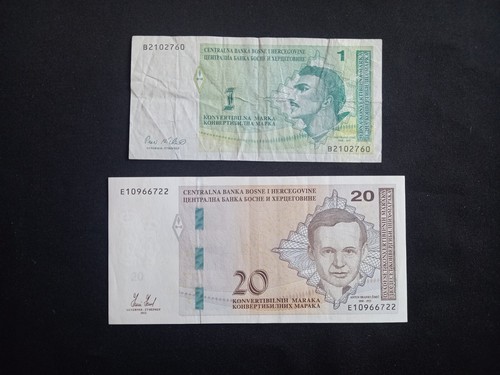 BOSNIA AND HERZEGOVINA 1 + 20 (2012) MARAKA / MARKS Banknotes ...