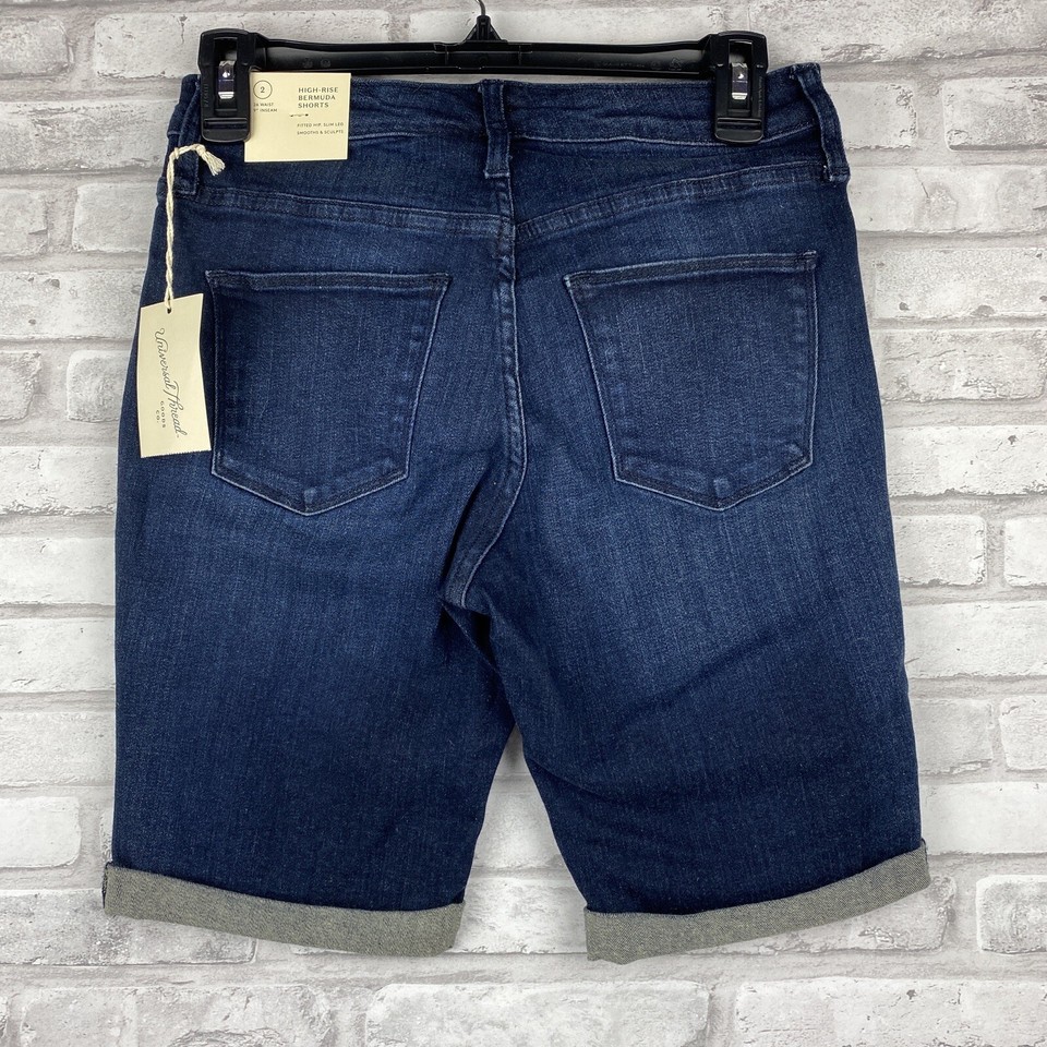 Universal Thread Womens Bermuda Denim Shorts Blue Size 2 Cuffed ...