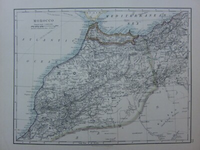 1914 MAP ~ MOROCCO FEZ STRAIT OF GIBRALTAR ORAN ALGERIA | eBay