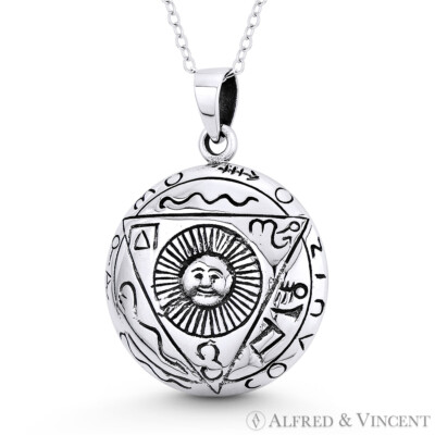 Aztec / Mayan Sun God Smiling Face Circle Charm Pendant in .925 ...