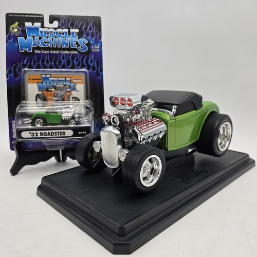 1932 FORD ROADSTER 1/18th AND 1/64th Scale MUSCLE MACHINES Green 💚 Funline 2002 | eBay