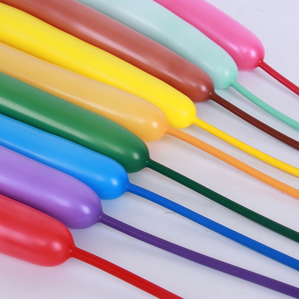 100pcs Rainbow Colored Latex Balloons Twisting Modeling Strip Shape ...