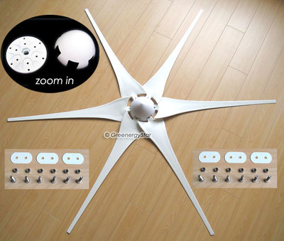 62"Diameter 6Pcs Wind Turbine Blades+Hub+Nose Cone fit 17mm shaft Wind ...