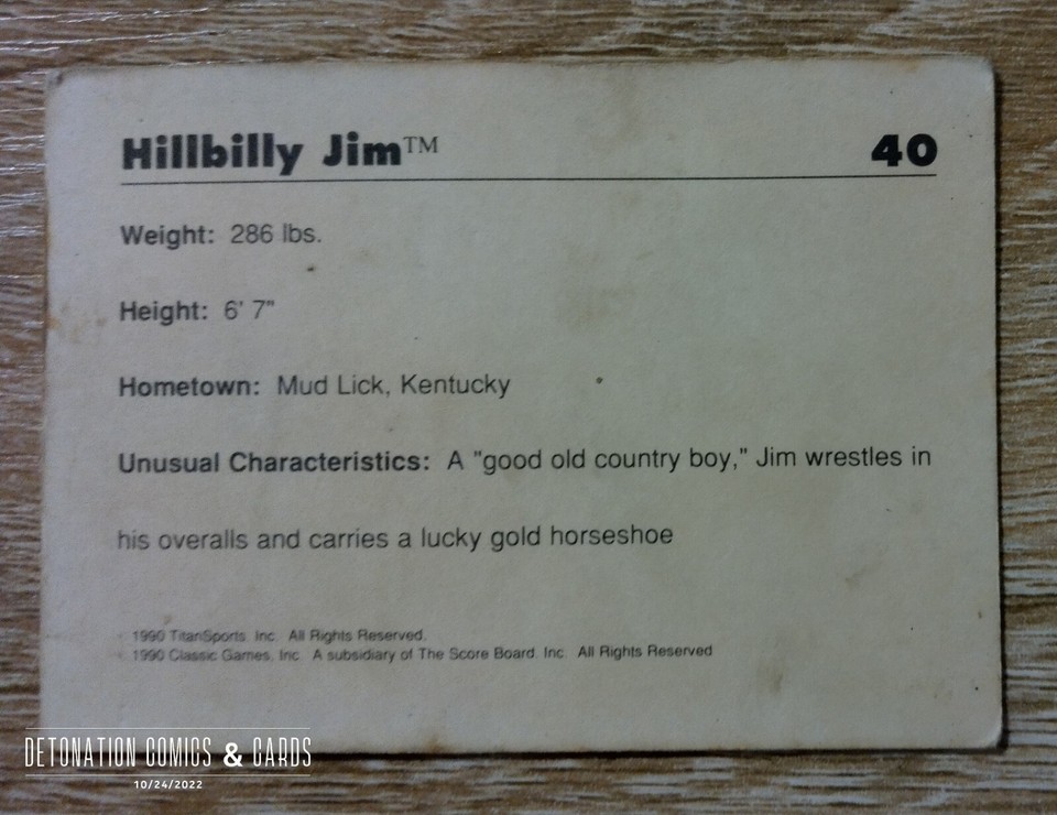 WWF Hillbilly Jim Vintage Wrestling Card #40 1990 | eBay