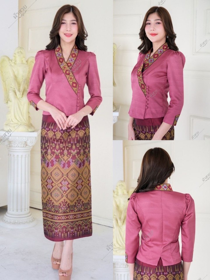 THAI/LAOS TRADITIONAL SILK BLOUSE AND SKIRT SET'S - CHEST SIZE 32" - 46 ...