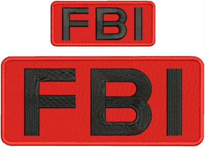 FBI Embroidery Patch 10x4 And 5x2'' Velcr@ On Back Black On Red | eBay