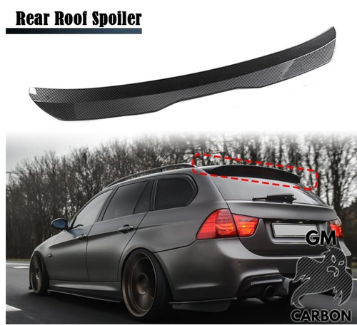 BMW 3 Series E91 Touring Gloss Black/Carbon Look Rear Roof Spoiler Lip ...
